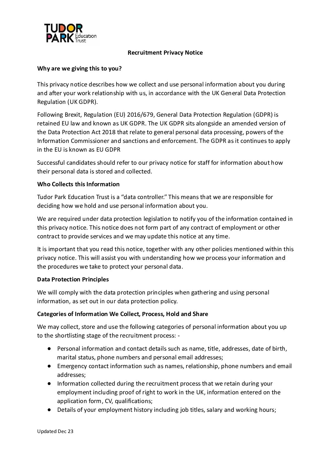 Recruitment-Privacy-Notice-2 | Tudor Park Education Trust